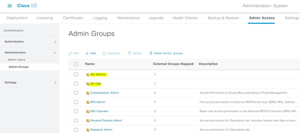 Cisco ISE Admin access with AD Account