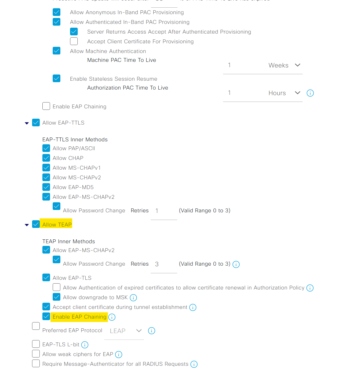 Cisco ISE Wired 802.1X with EAP-TEAP (EAP-Chaining)