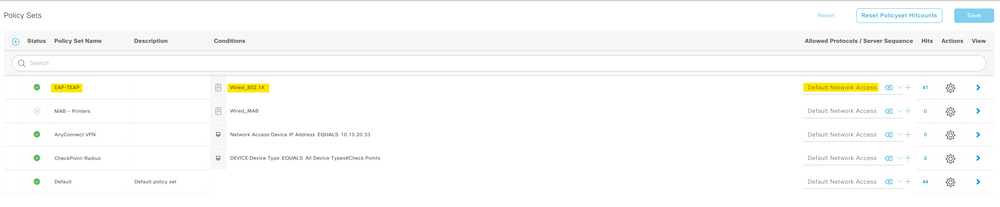 Cisco ISE Wired 802.1X with EAP-TEAP (EAP-Chaining)
