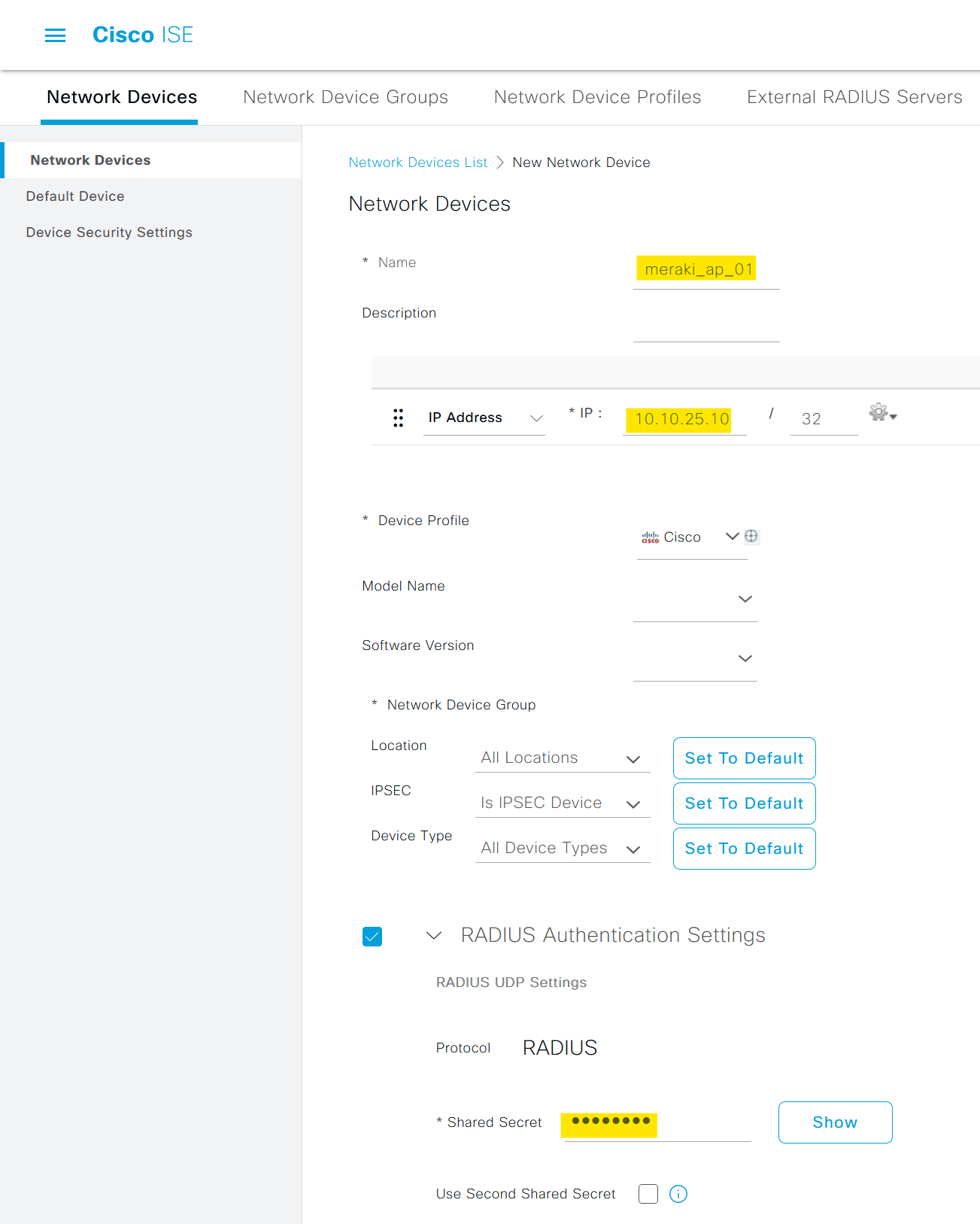 Cisco ISE Wireless 802.1X with Meraki (EAP-TLS)