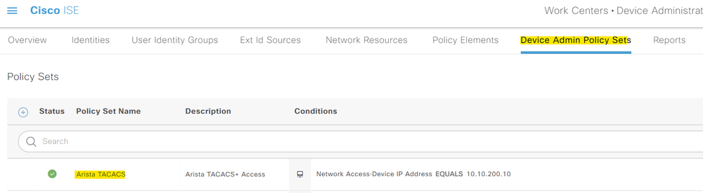 Configuring AAA on Arista EOS Devices Using TACACS+ and ISE