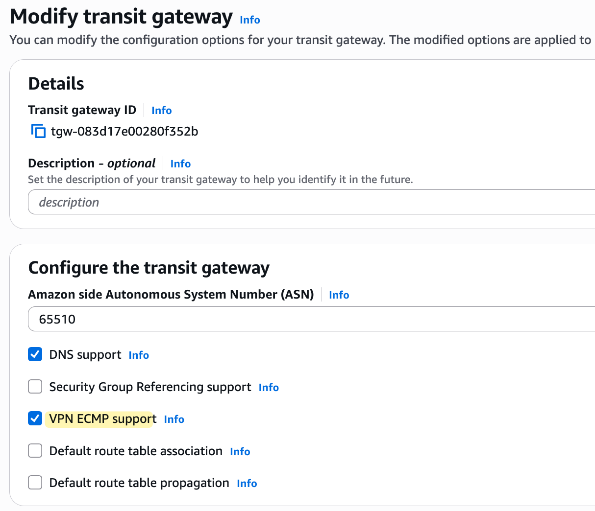 AWS Transit Gateway VPN Attachment and Resource Access Manager