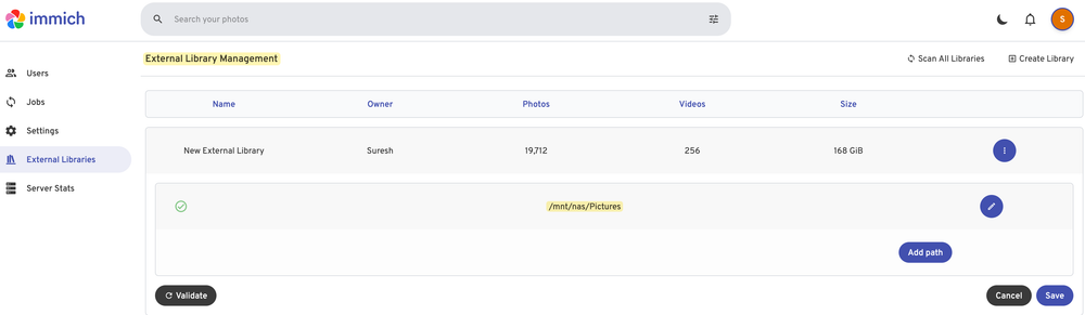 Immich Setup with Docker & External Library (NFS)