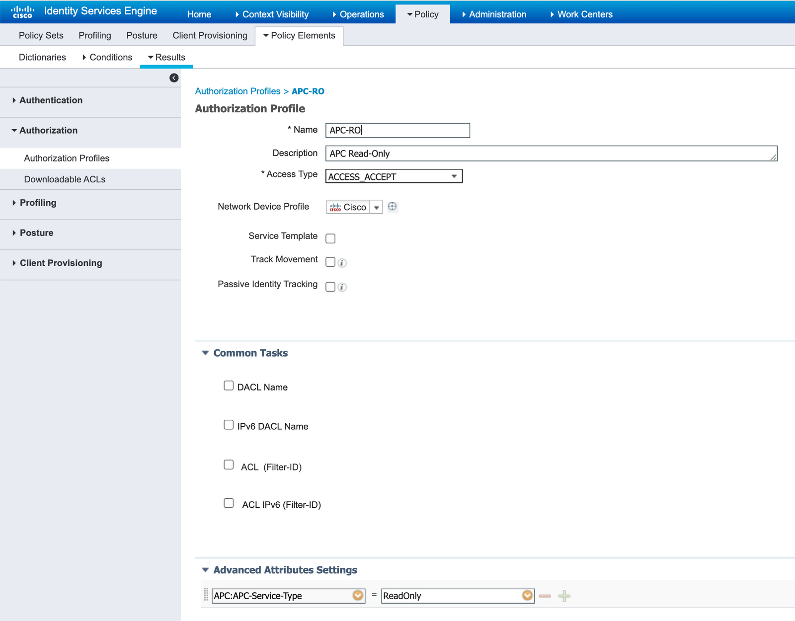 APC Radius authentication with Cisco ISE