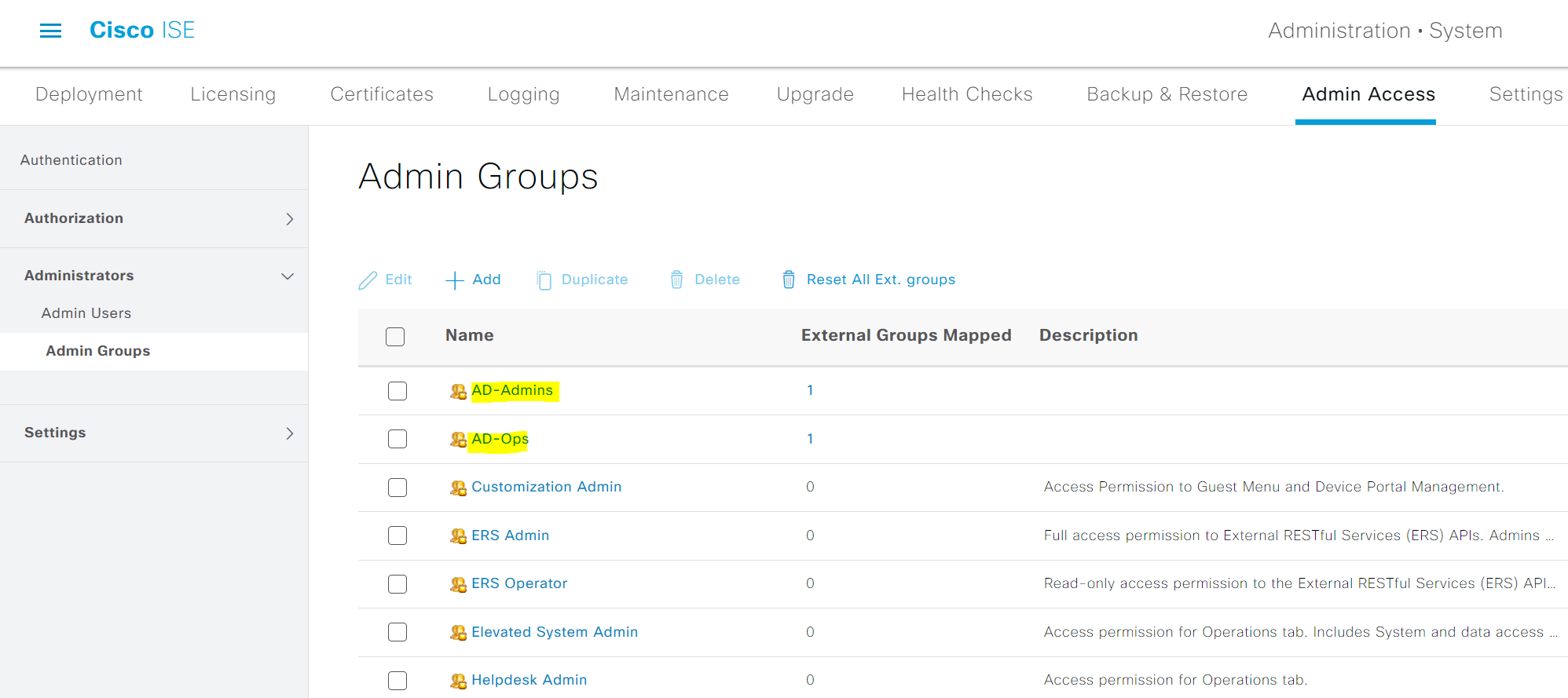Cisco ISE Admin access with AD Account
