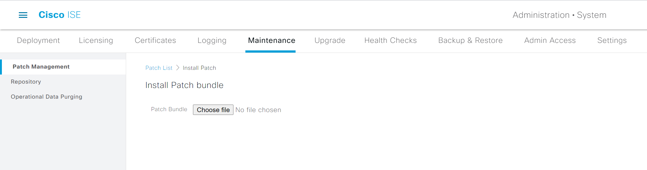 Cisco ISE Patch Install Example