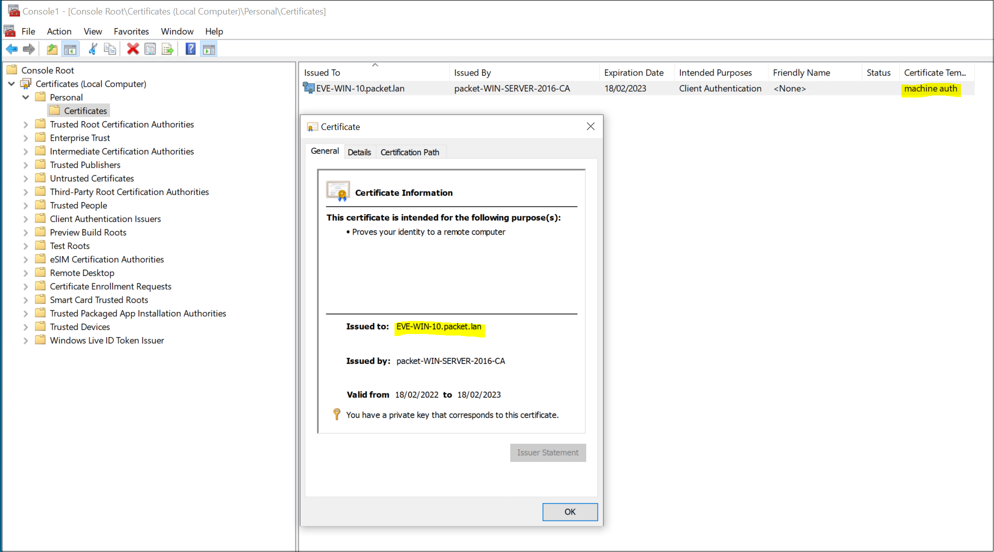 802.1X - Deploy Machine and User Certificates