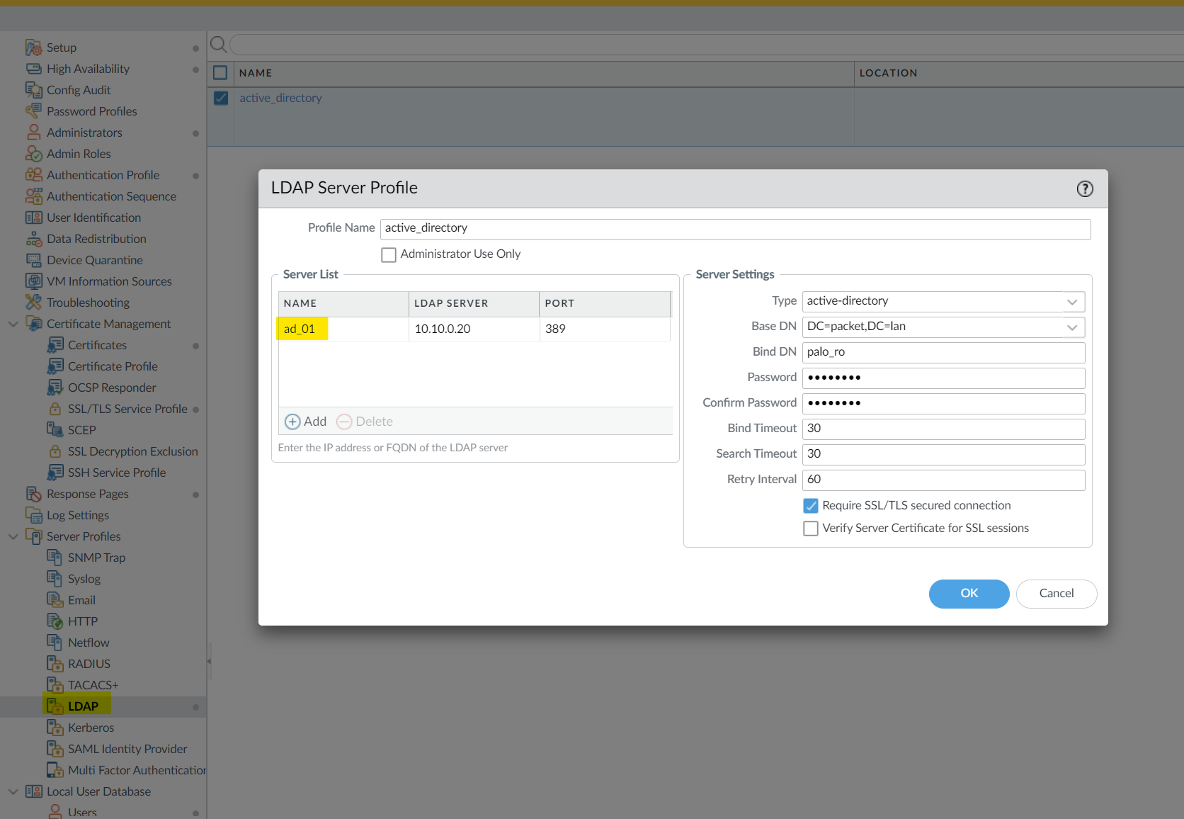 How to Configure Active Directory Server in Palo Alto (LDAP)
