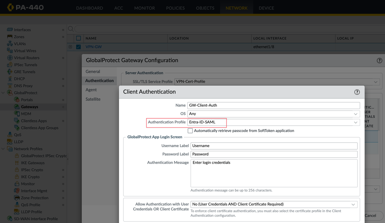 Global Protect VPN SAML SSO with Entra-ID