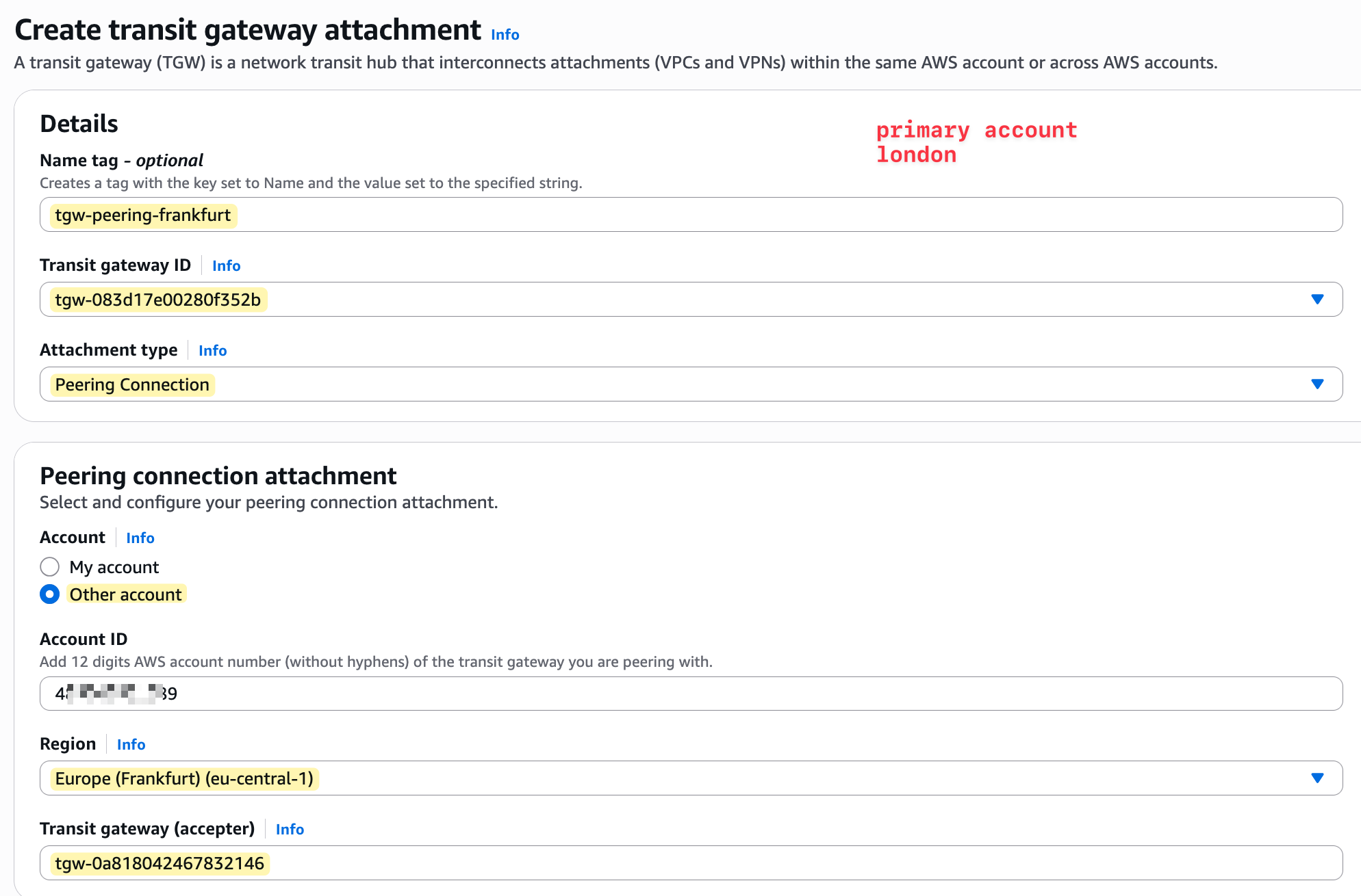 AWS Transit Gateway Peering Attachments