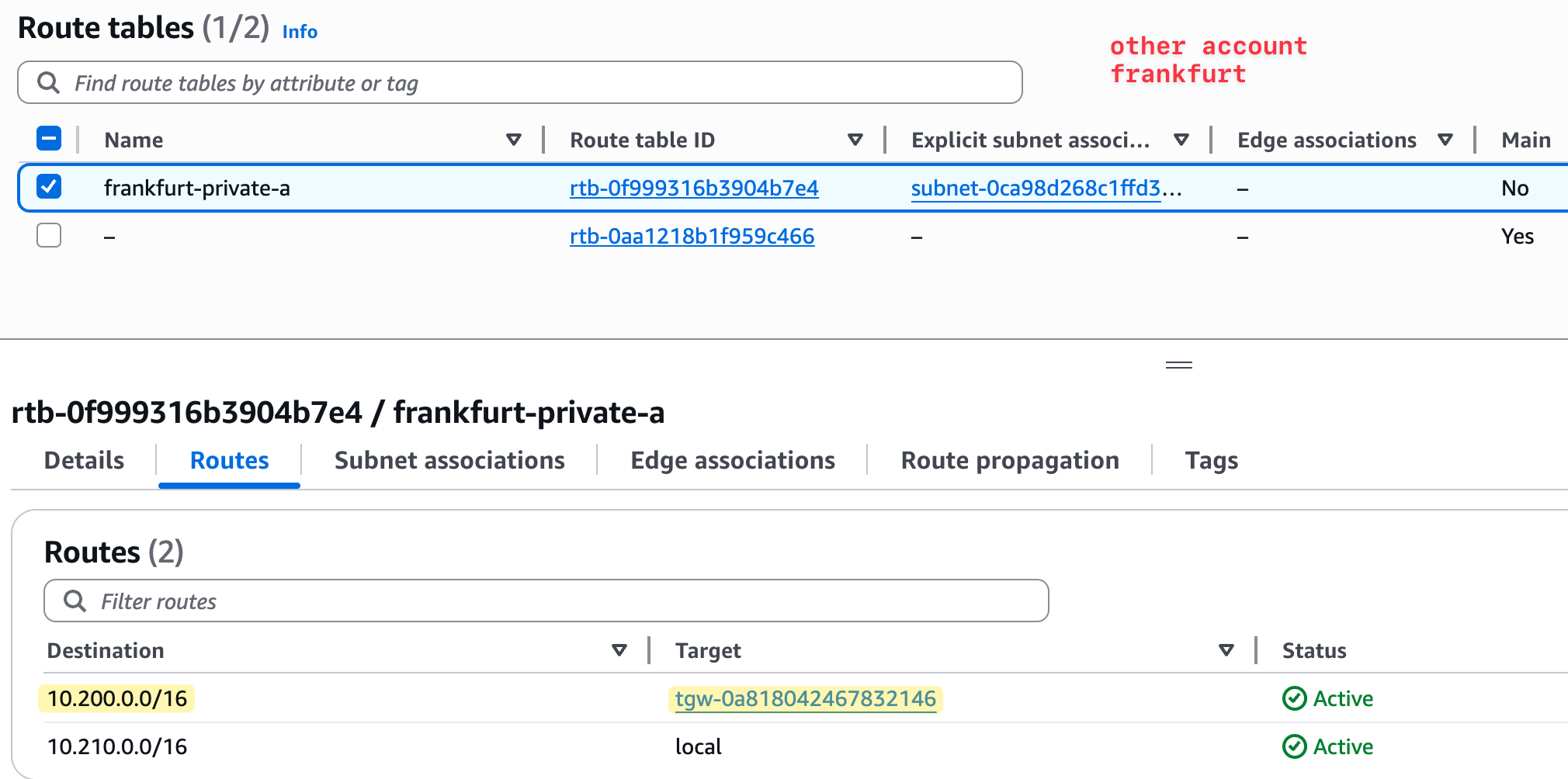 AWS Transit Gateway Peering Attachments