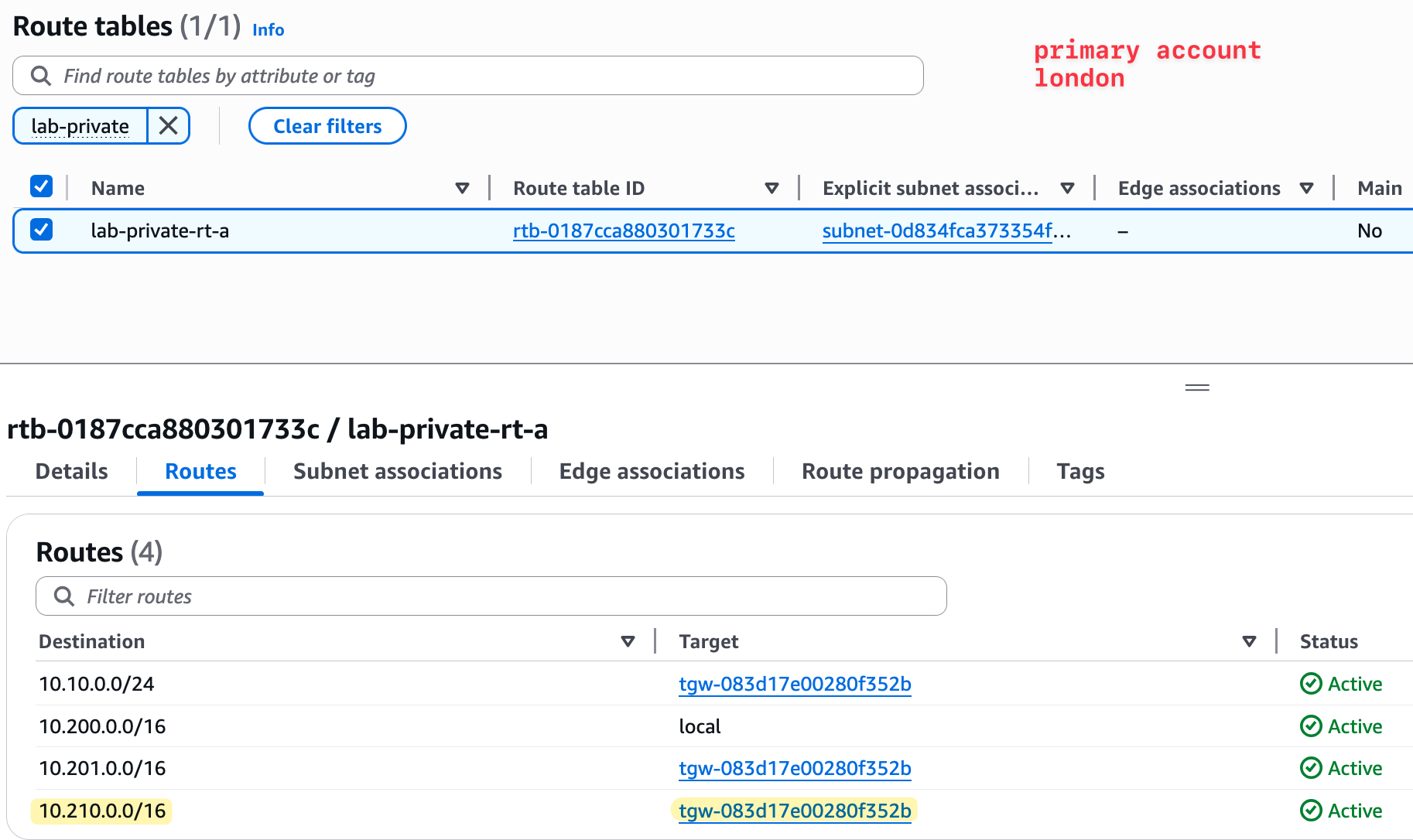 AWS Transit Gateway Peering Attachments