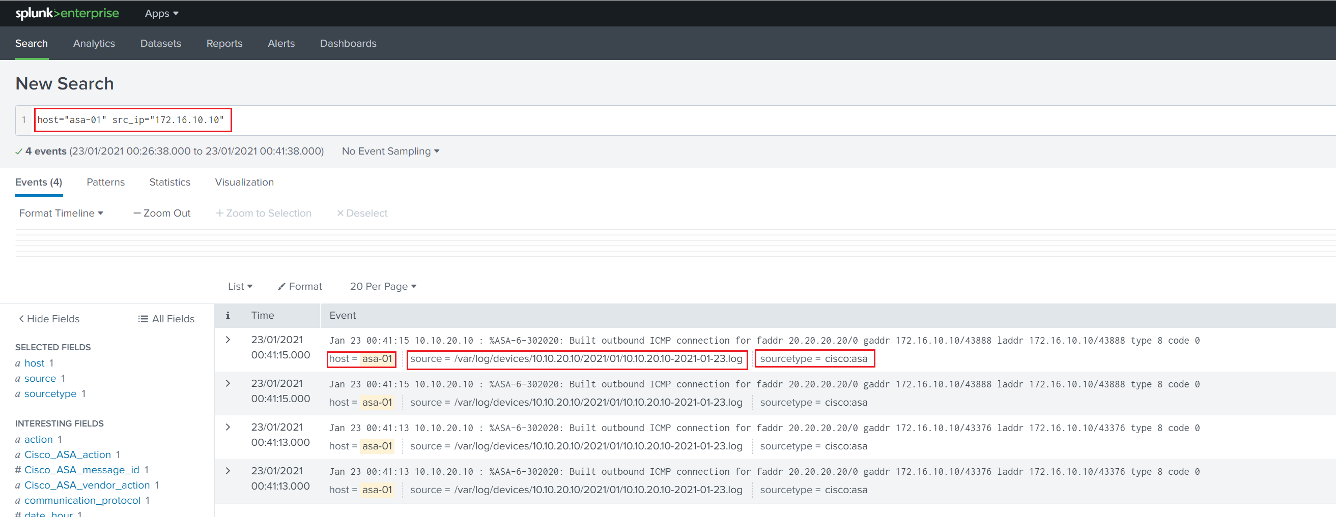 Cisco ASA syslogs with Splunk