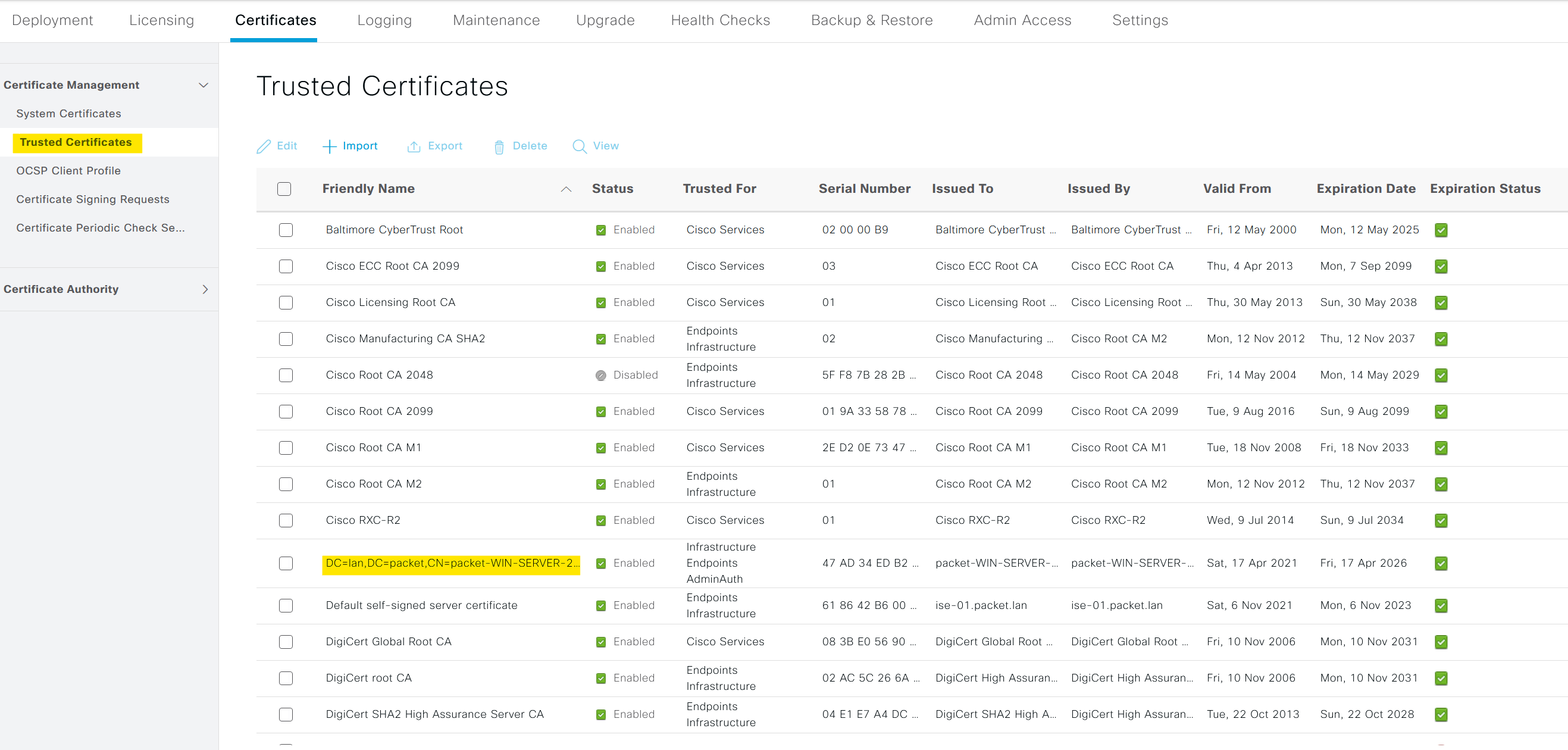 Cisco ISE Wired 802.1X with EAP-TLS Example