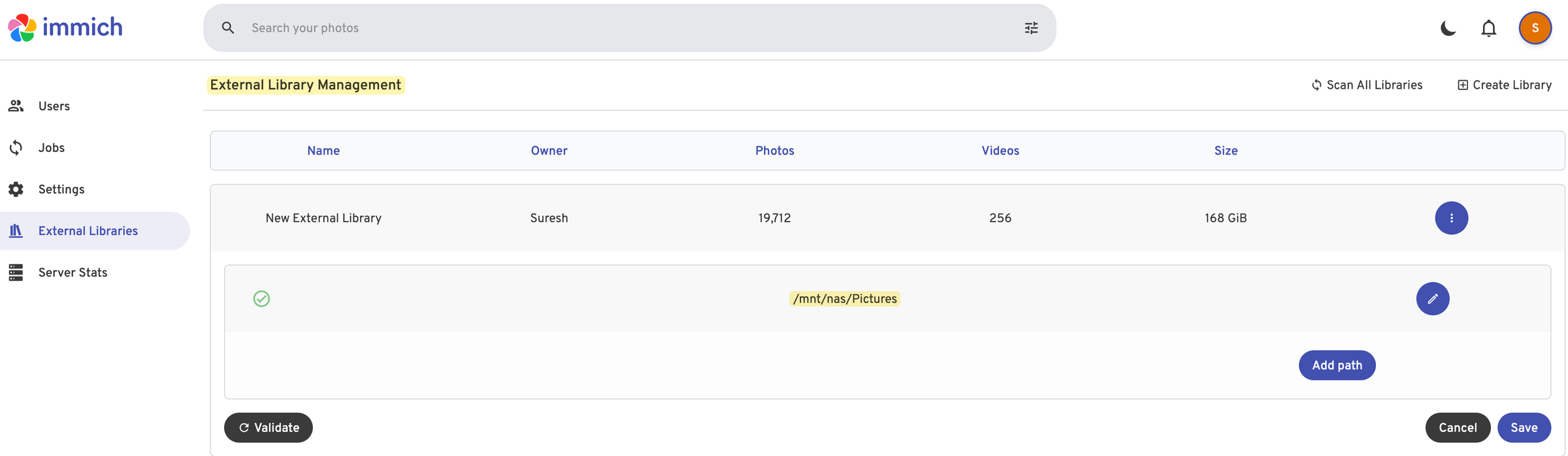 Immich Setup with Docker & External Library (NFS)