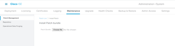 Cisco ISE Patch Install Example
