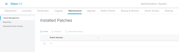Cisco ISE Patch Install Example