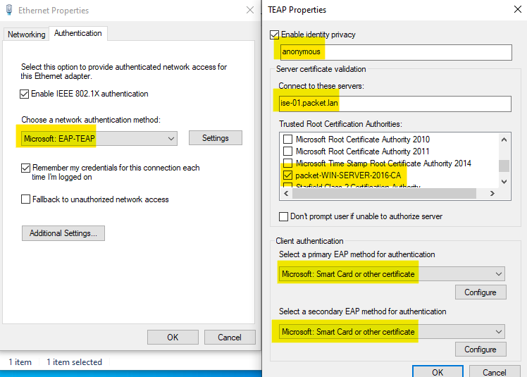 Cisco ISE Wired 802.1X with EAP-TEAP (EAP-Chaining)