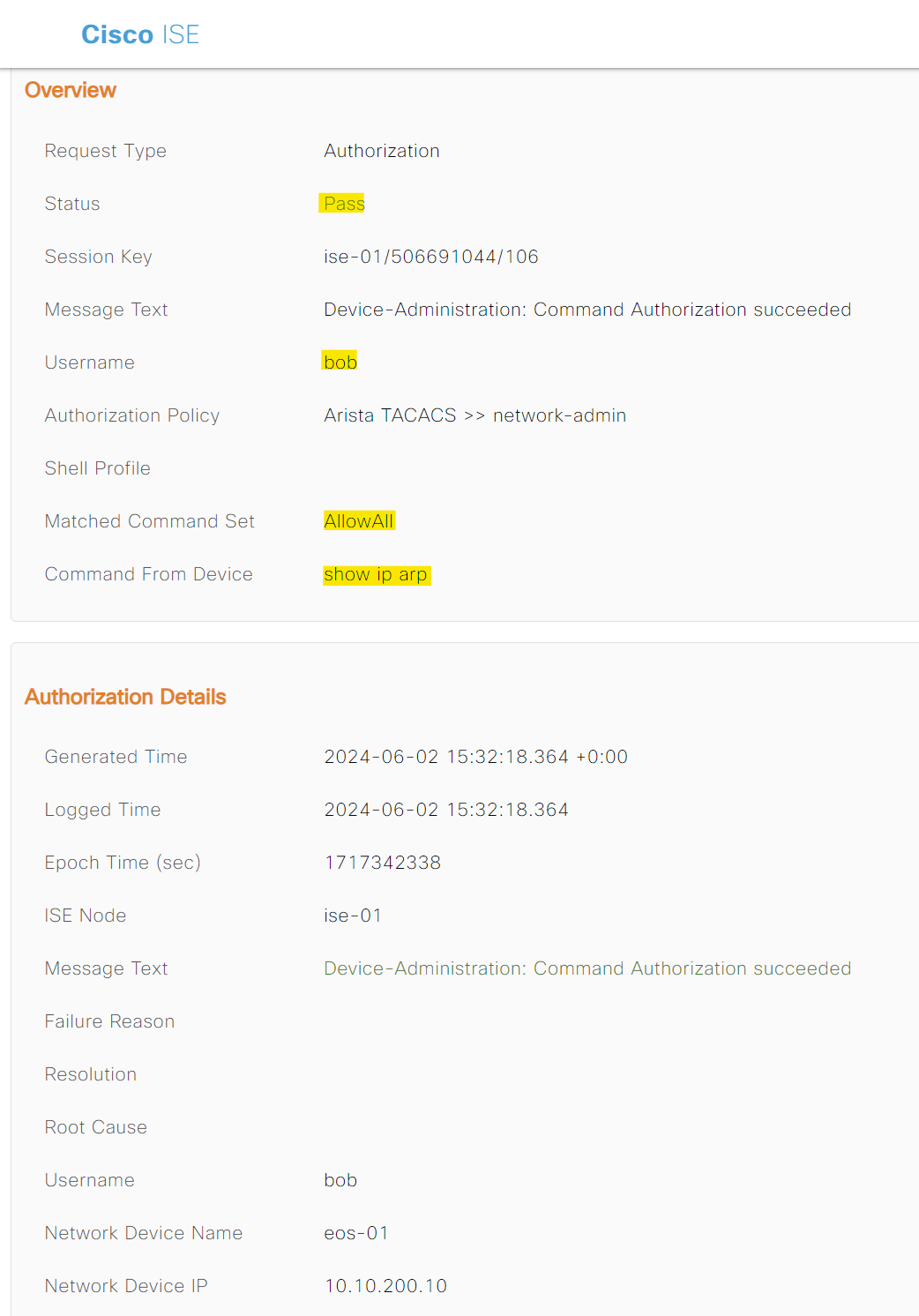 Configuring AAA on Arista EOS Devices Using TACACS+ and ISE