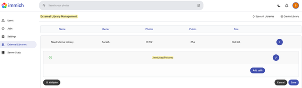 Immich Setup with Docker & External Library (NFS)