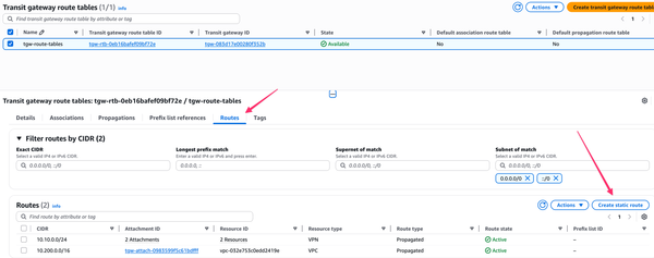 AWS Transit Gateway Peering Attachments
