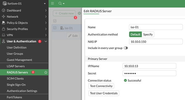 FortiGate Radius Administrator Login with Cisco ISE